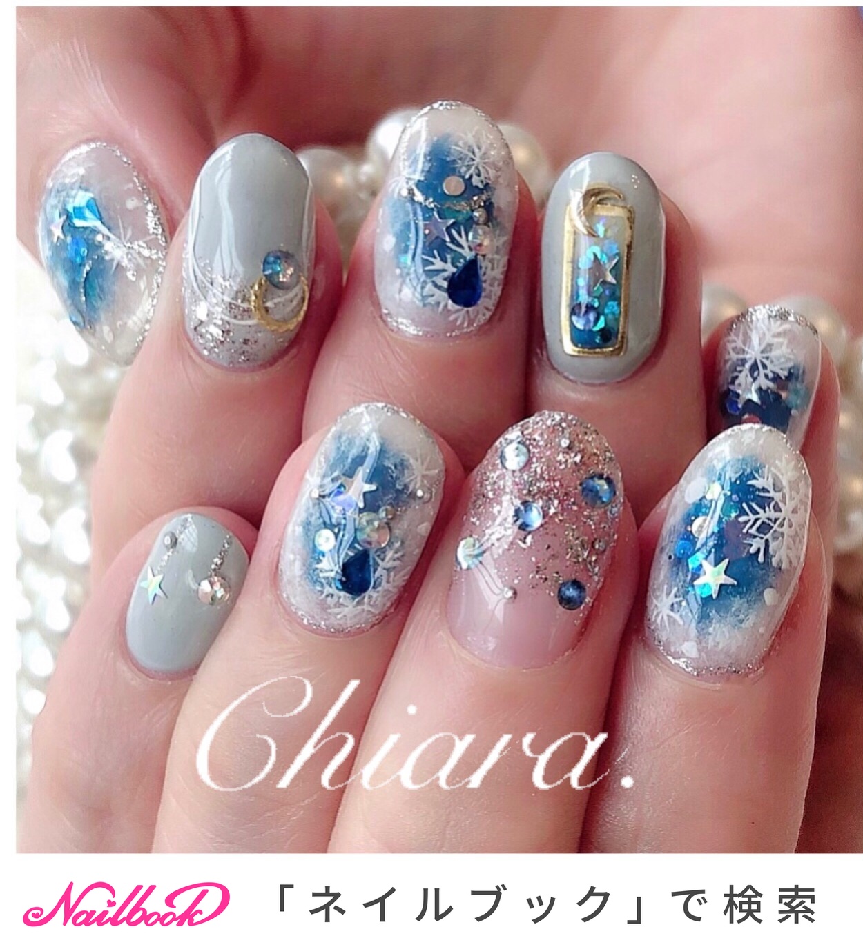 冬/オールシーズン/雪の結晶/ブルー - YokoShikata♡ｷｱﾗのネイルデザイン[No.4903482]｜ネイルブック