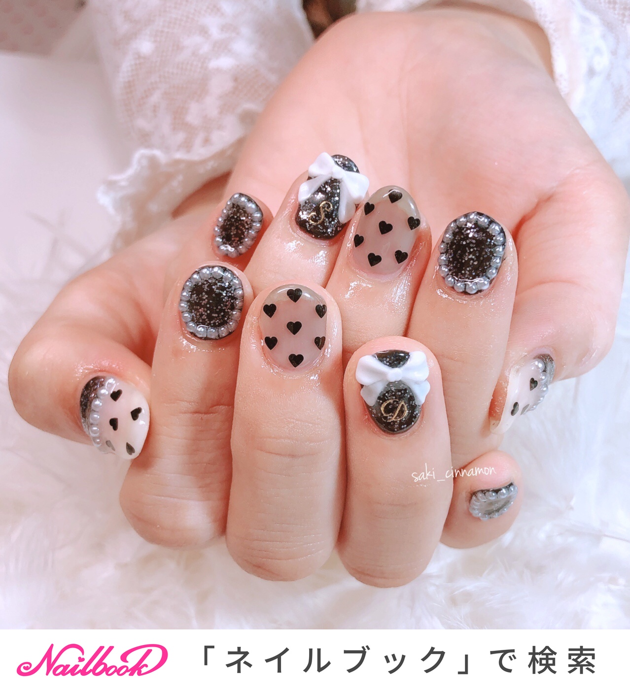 オールシーズン/ラメ/パール/イニシャル/3D - saki_cinnamonのネイルデザイン[No.5485520]｜ネイルブック