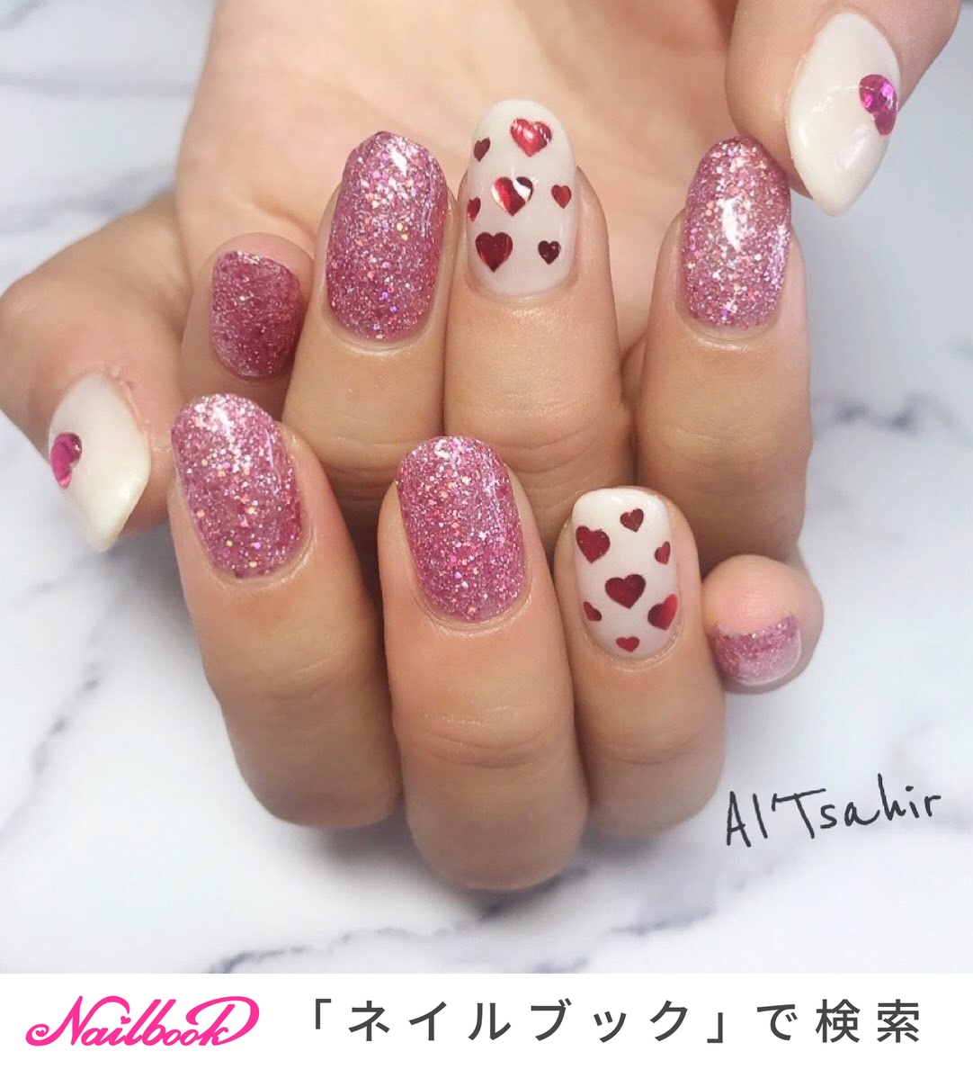 秋/オールシーズン/ハンド/ハート/ミディアム - noriko アルツァヒールのネイルデザイン[No.5668887]｜ネイルブック