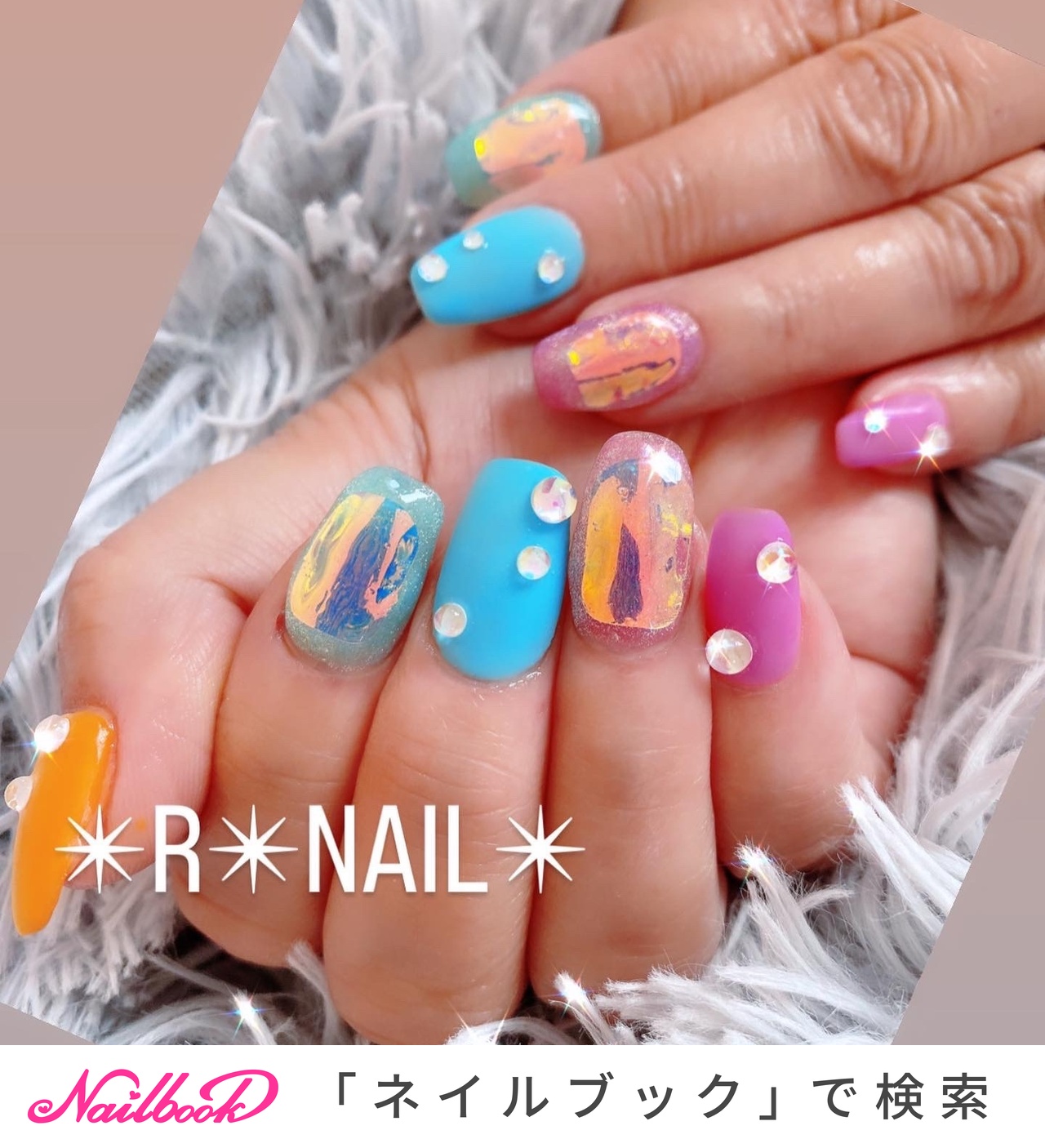 オールシーズン/ハンド/変形フレンチ/ミディアム/カラフル - 自宅ネイルサロン ︎R ︎のネイルデザイン[No.7314806]｜ネイルブック