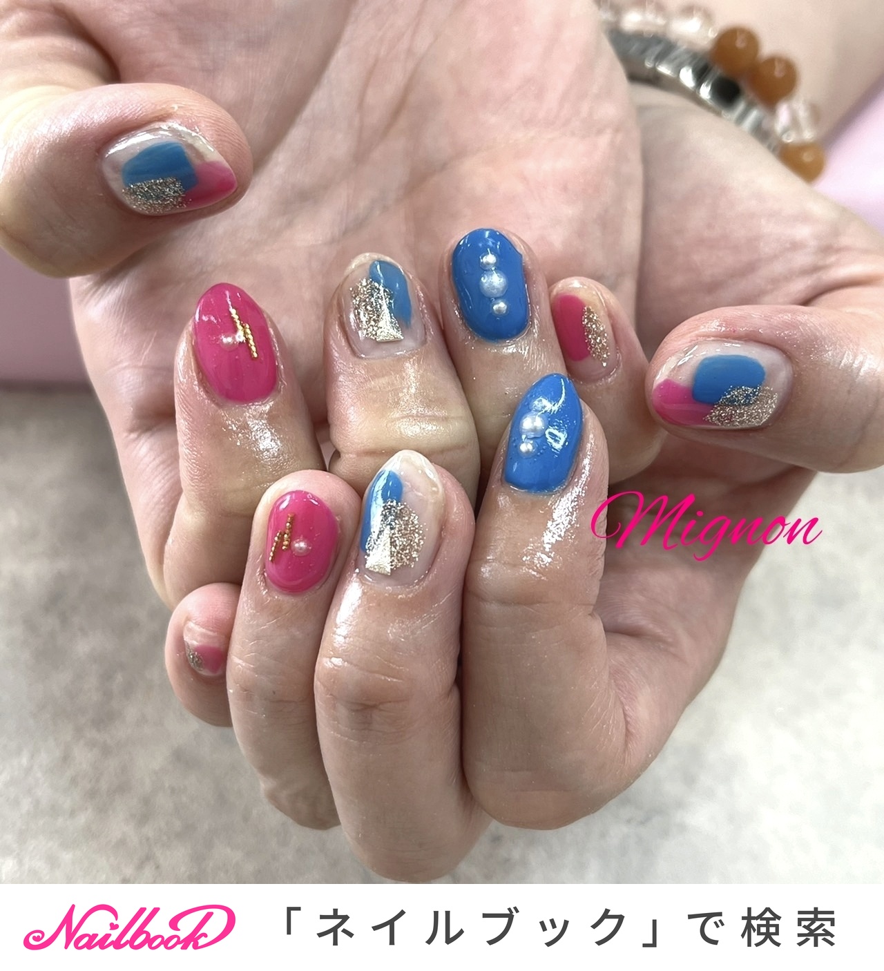 夏/ハンド/ピンク/水色/ブルー - Mignonのネイルデザイン[No.7464061]｜ネイルブック