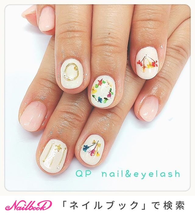 春/ブライダル/デート/ハンド/押し花 - QP nail&eyelashのネイルデザイン[No.2148505]｜ネイルブック