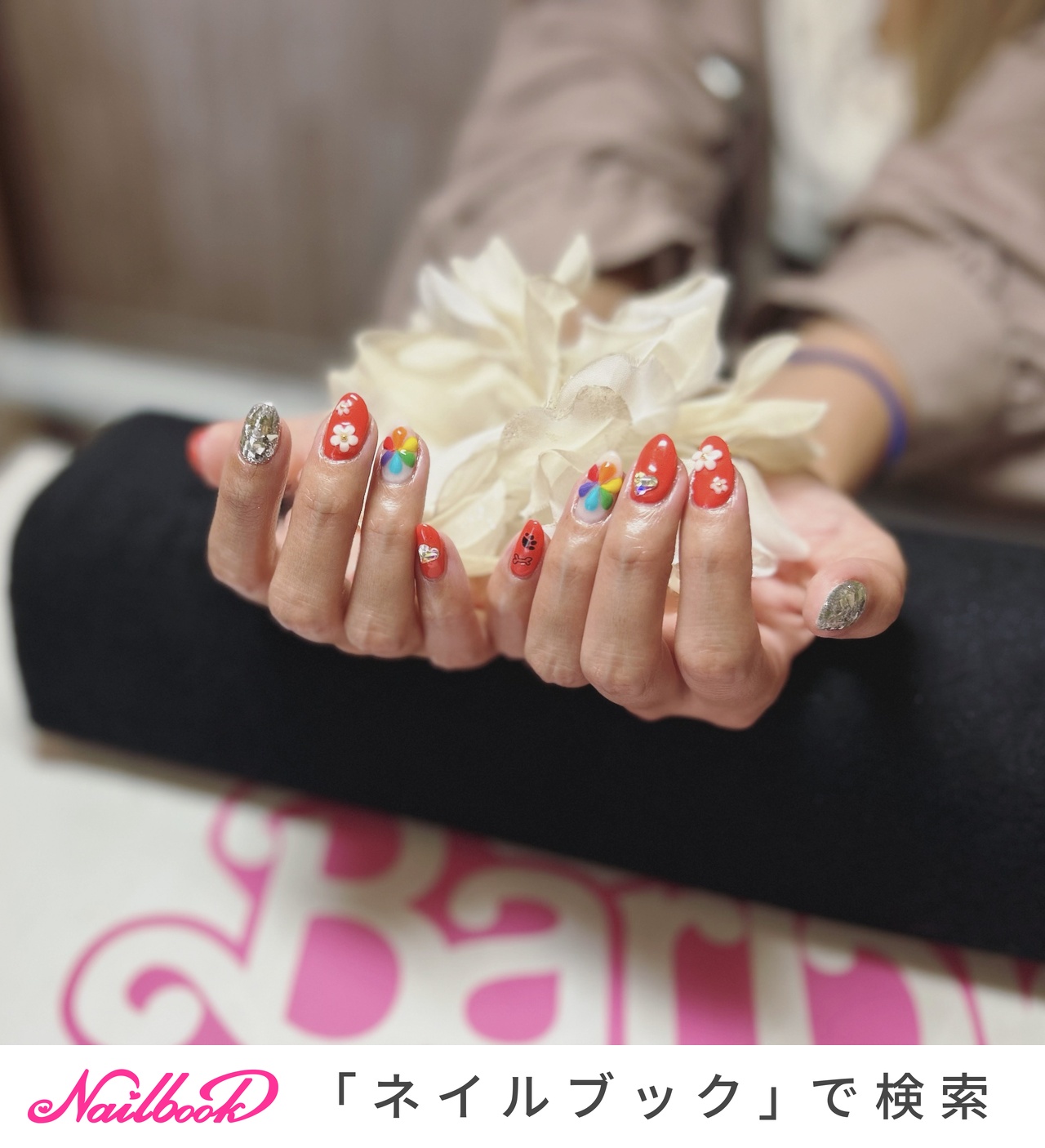 オールシーズン/ライブ/ハンド/フラワー/ハート - A-nailのネイルデザイン[No.8448161]｜ネイルブック