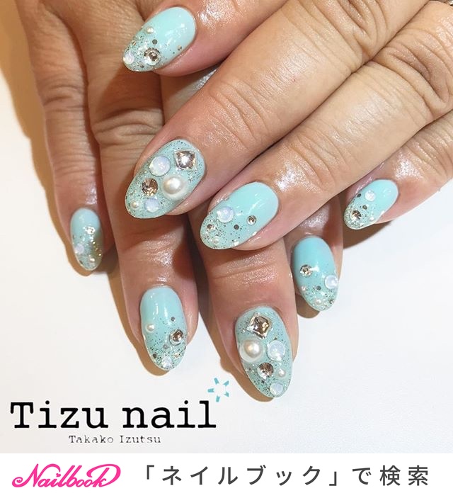 オールシーズン/ハンド/デコ/ミディアム/ブルー - tizu1108のネイルデザイン[No.2360537]｜ネイルブック
