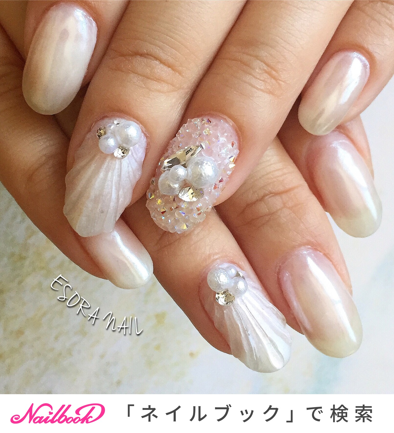 オールシーズン/ブライダル/パーティー/ハンド/ビジュー - esoranailのネイルデザイン[No.2402571]｜ネイルブック
