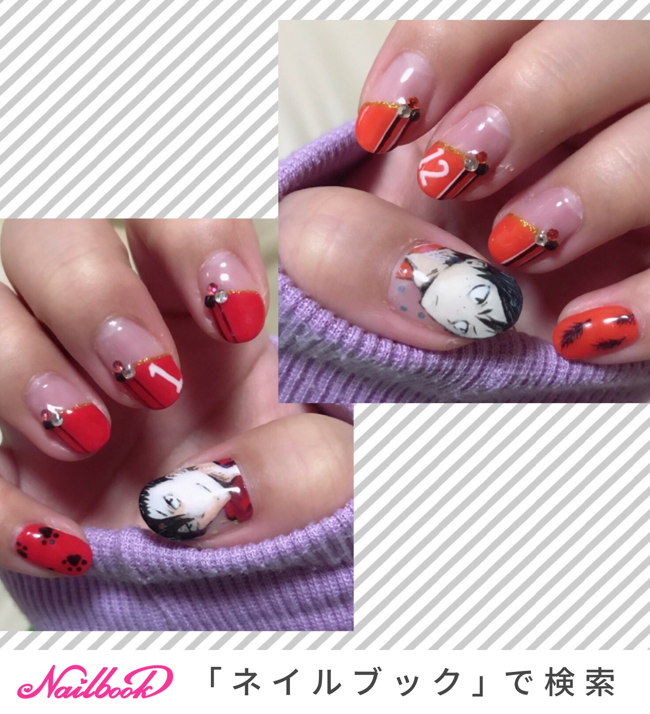 ハンド/痛ネイル/ショート/レッド/オレンジ - nozomi0525のネイルデザイン[No.2418897]｜ネイルブック