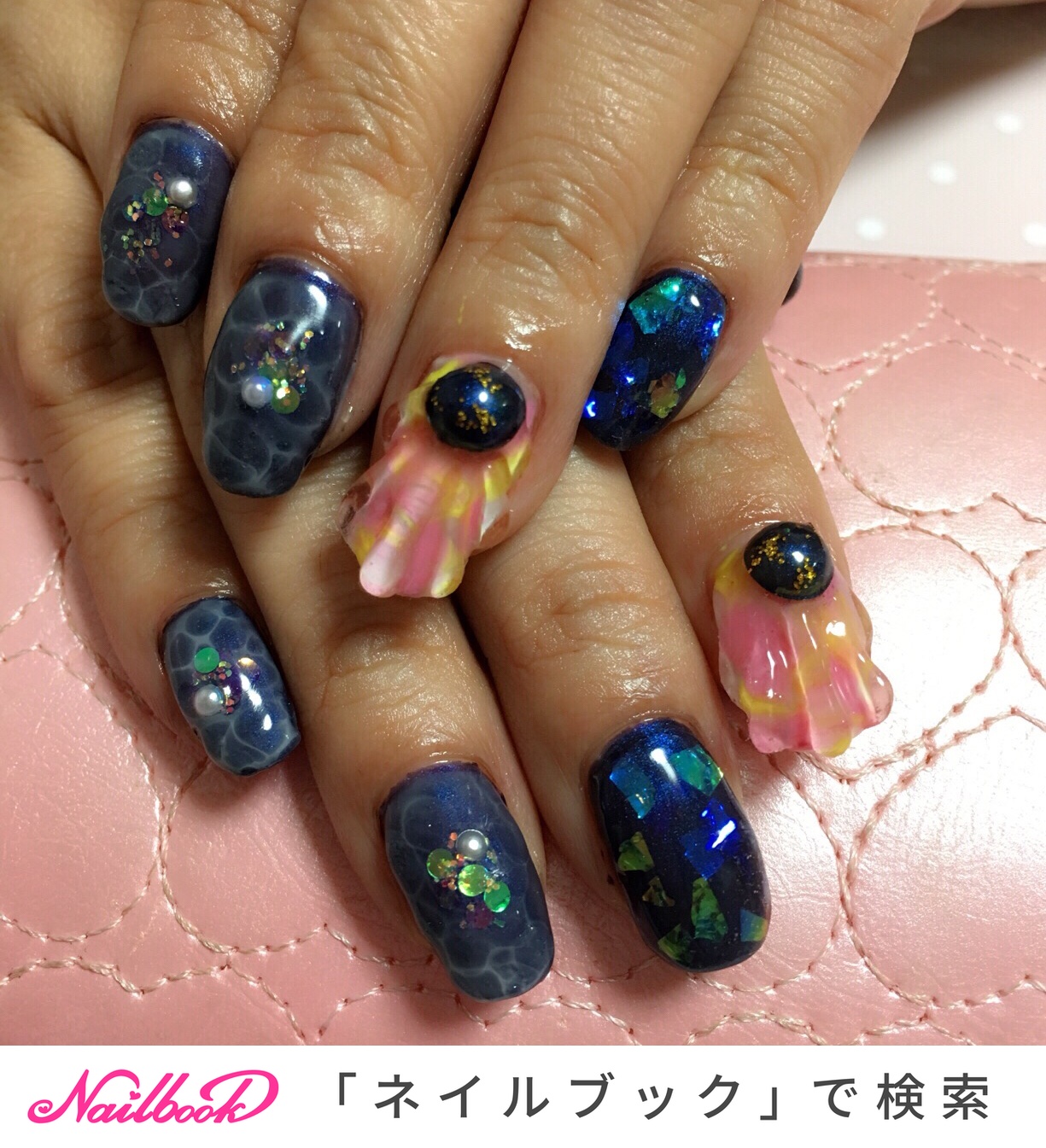 夏/海/ハンド/水滴/3D - 滋賀 夜間深夜専門店 しーちゃんネイルのネイルデザイン[No.2432613]｜ネイルブック