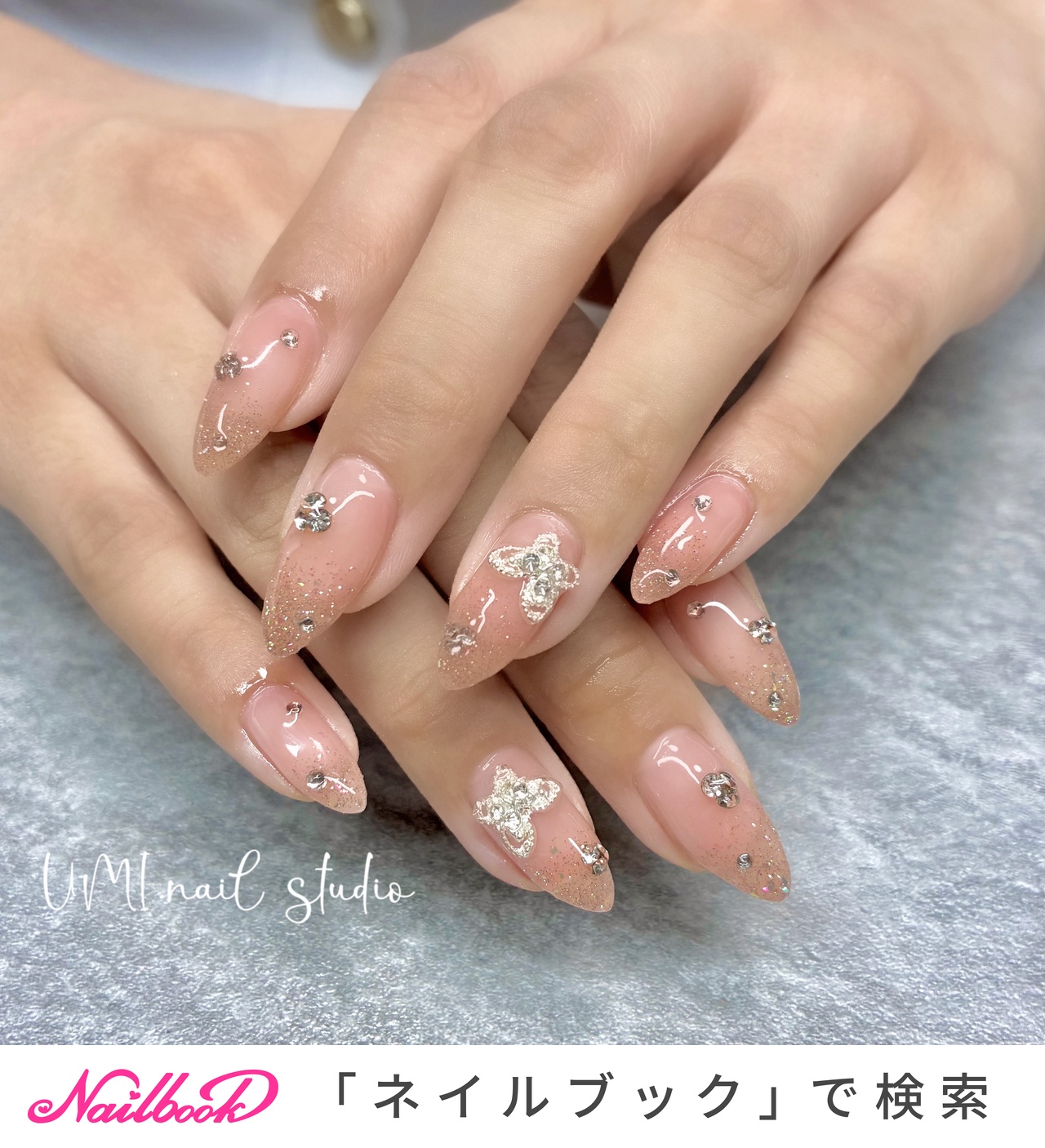 蝶々/ラメ/ちゅるん/キラキラ/ワンホン - UMI.nail studioのネイルデザイン[No.9438172]｜ネイルブック