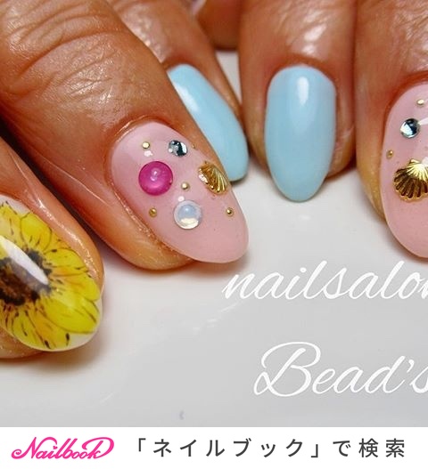 夏/海/リゾート/シンプル/ビジュー - ysy.884のネイルデザイン[No.3403993]｜ネイルブック