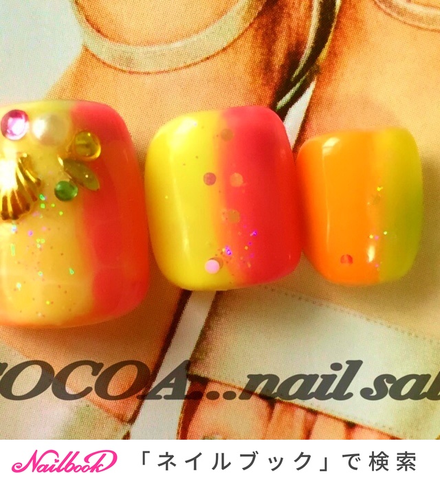 夏/オールシーズン/海/リゾート/フット - 西宮ココアnailsalonのネイルデザイン[No.1530212]｜ネイルブック